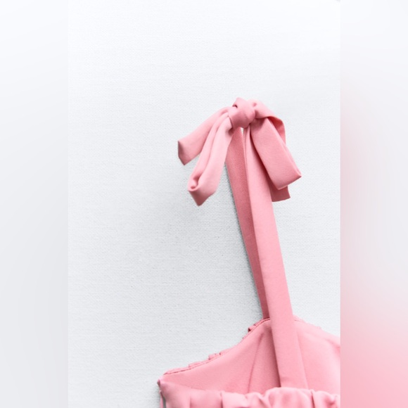 Zara | Tops | Zara Bow Trim Ruched Satin Effect Top | Poshmark